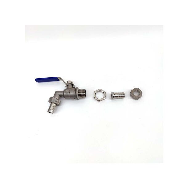 Rustfri stål hane med slangenippel 1/2"